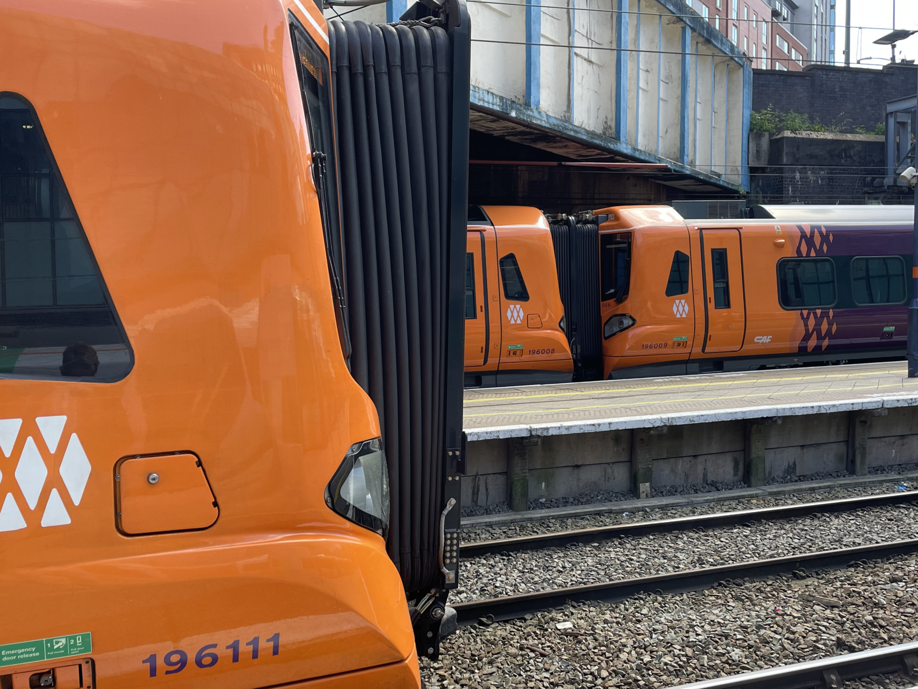 Photo of 196111, 196008 and 196009 at Birmingham New Street — trainlogger