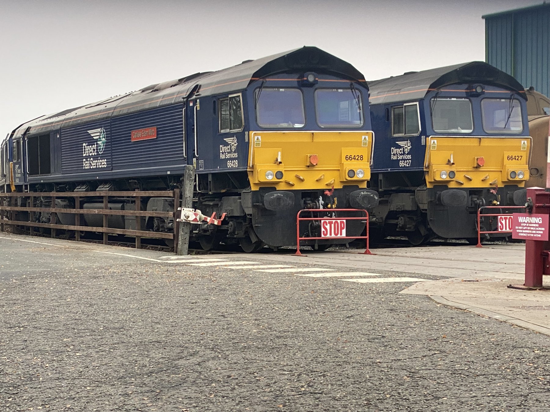 Photo of 66428 and 66427 at Crewe Gresty Bridge DRS Depot — trainlogger