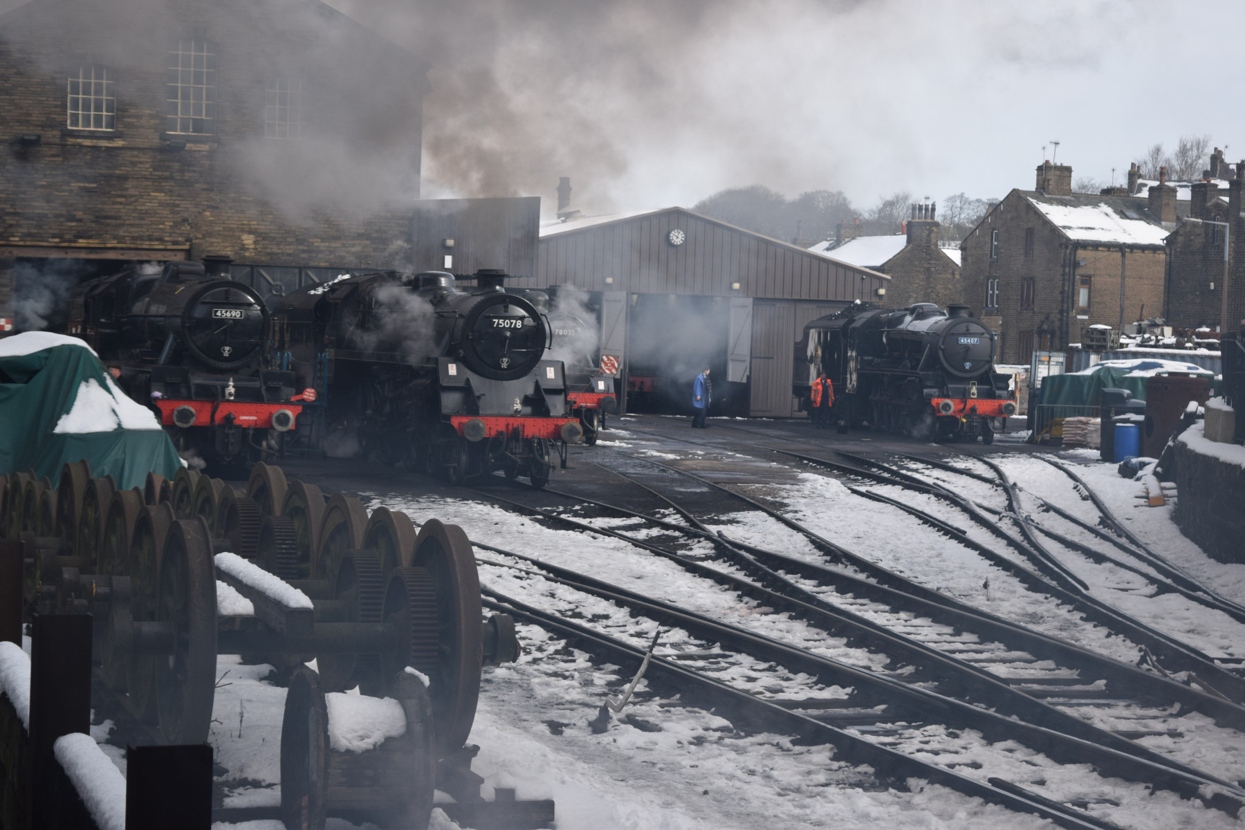 Photo of 45690 steam, 75078 steam and 45407 steam at Keighley & Worth Valley Railway — trainlogger