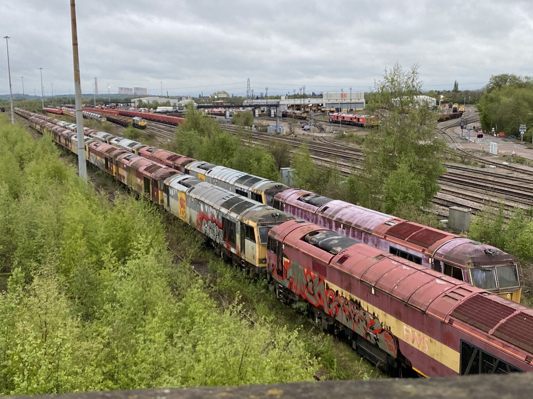 Photo of Stored Class 60s at Toton TMD — trainlogger