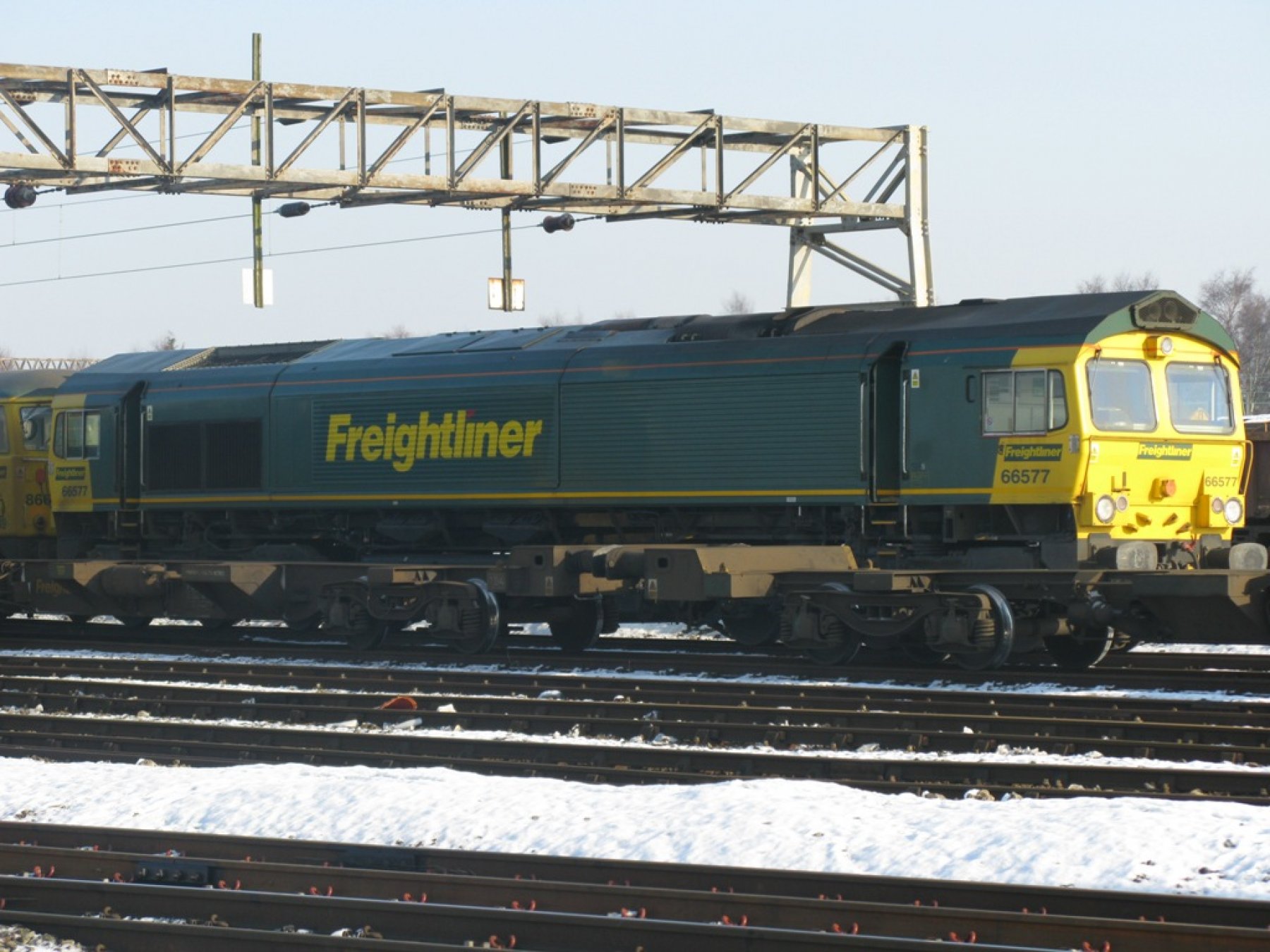 Photo of 66577 at Crewe Basford Hall Freightliner Depot — trainlogger
