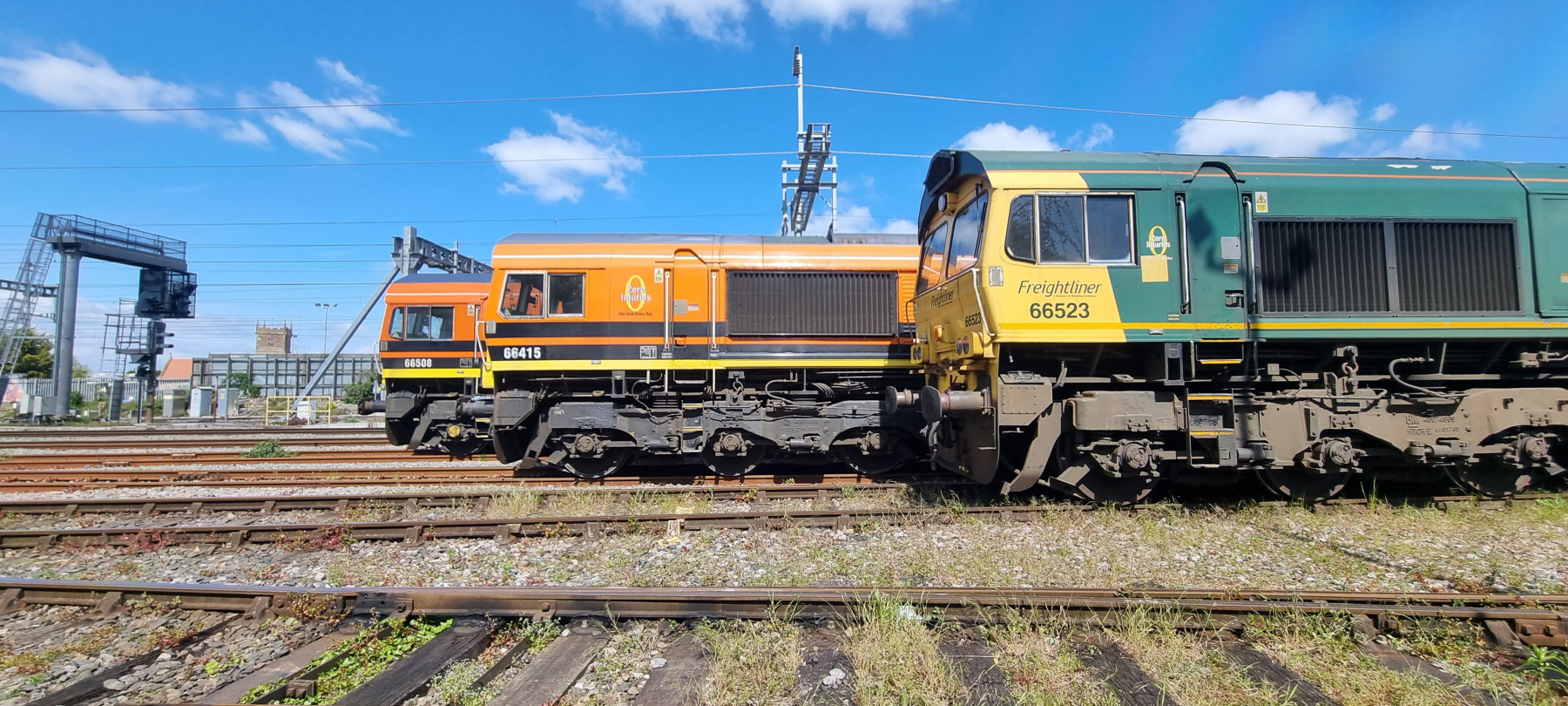 Photo of 66508, 66415 and 66523 at Stoke Gifford Freightliner yard ...