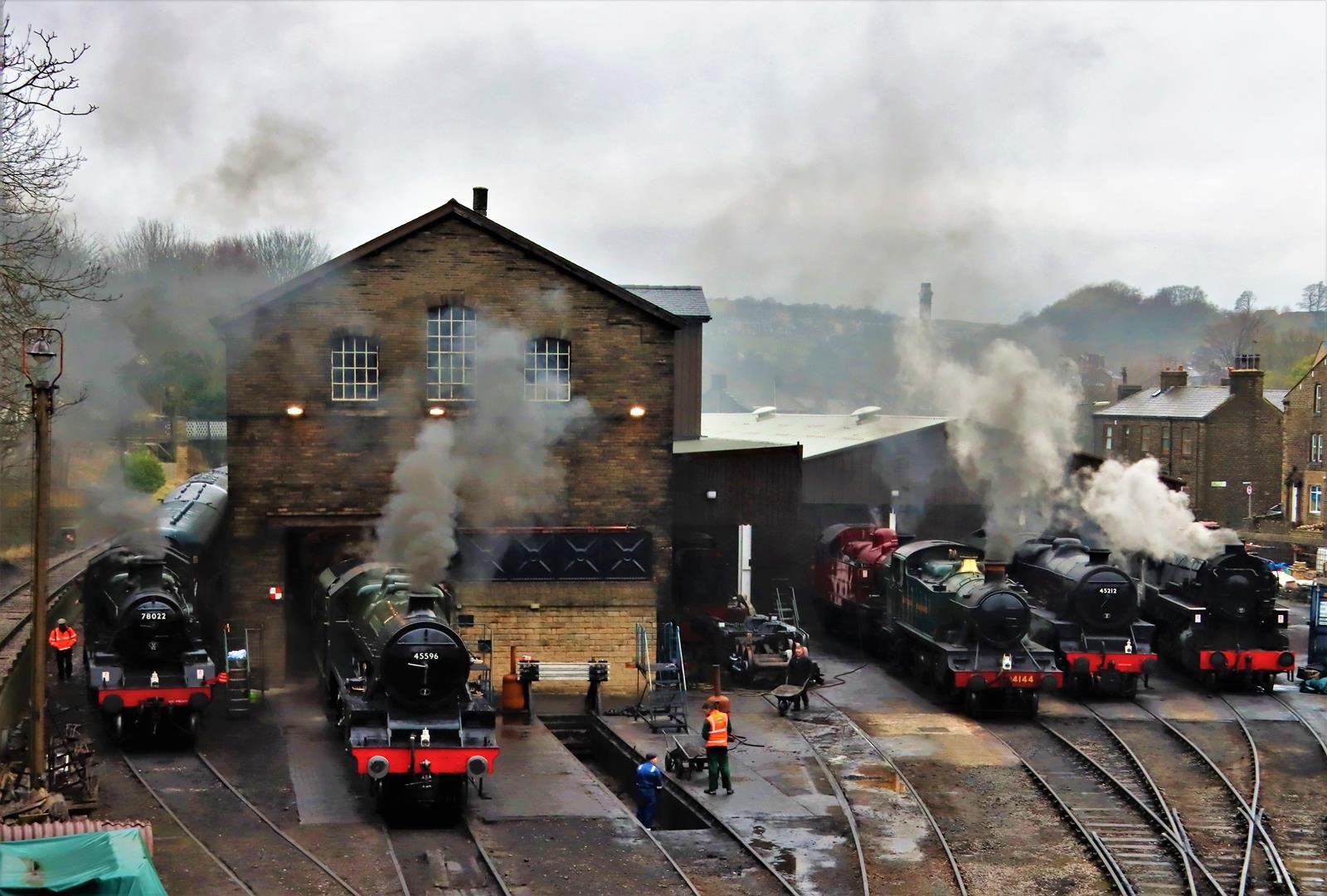 Photo of 45596 Steam at Keighley & Worth Valley Railway - Haworth depot — trainlogger